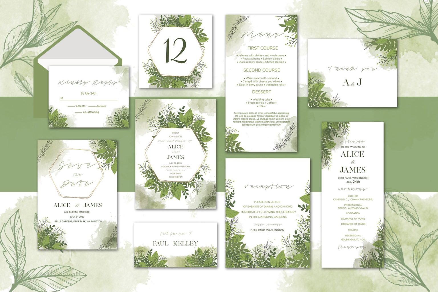 Wedding Program and Invitation Templates - Graphicfy