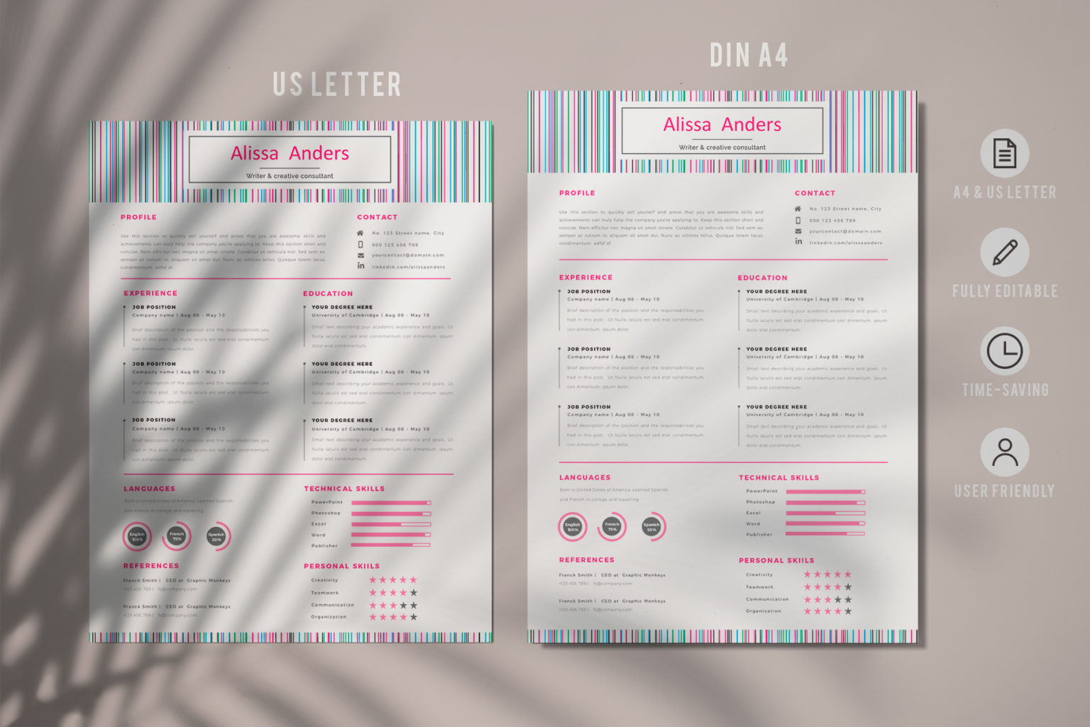 One Page Creative CV Format. New Graduate Resume Template - Graphicfy