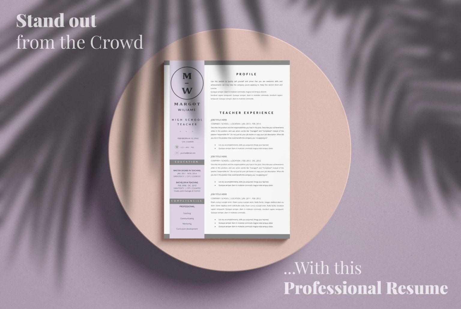 Resume for Educator. Modern Teacher Resume with Cover Letter - Graphicfy