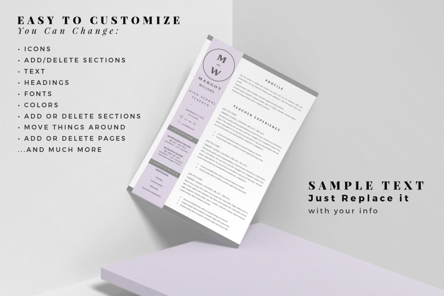 Resume for Educator. Modern Teacher Resume with Cover Letter - Graphicfy