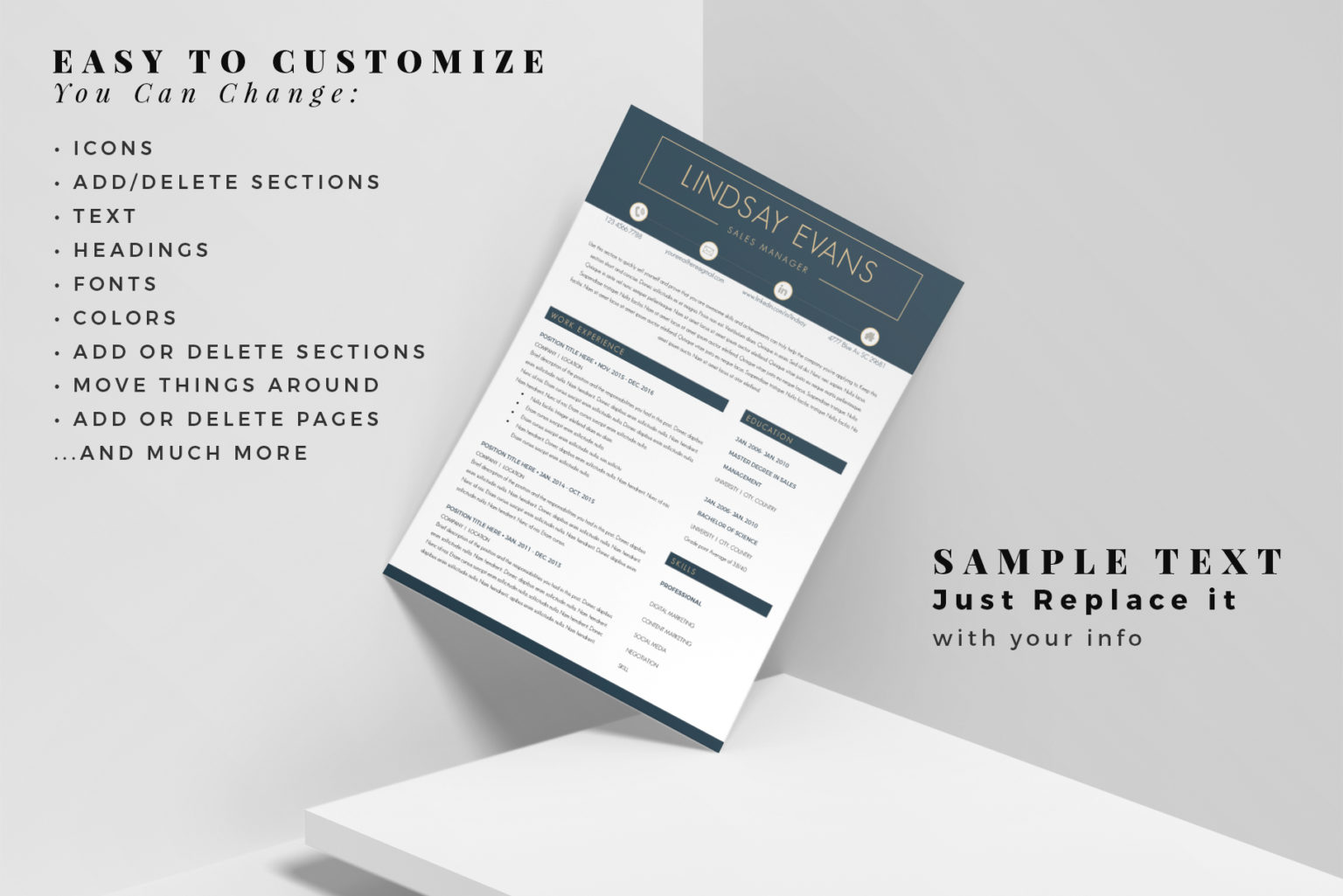 Professional Resume CV Bundle, Cover Letter, Reference Sheet - Graphicfy