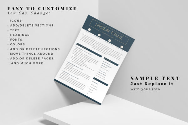 Professional Resume CV Bundle, Cover Letter, Reference Sheet - Graphicfy