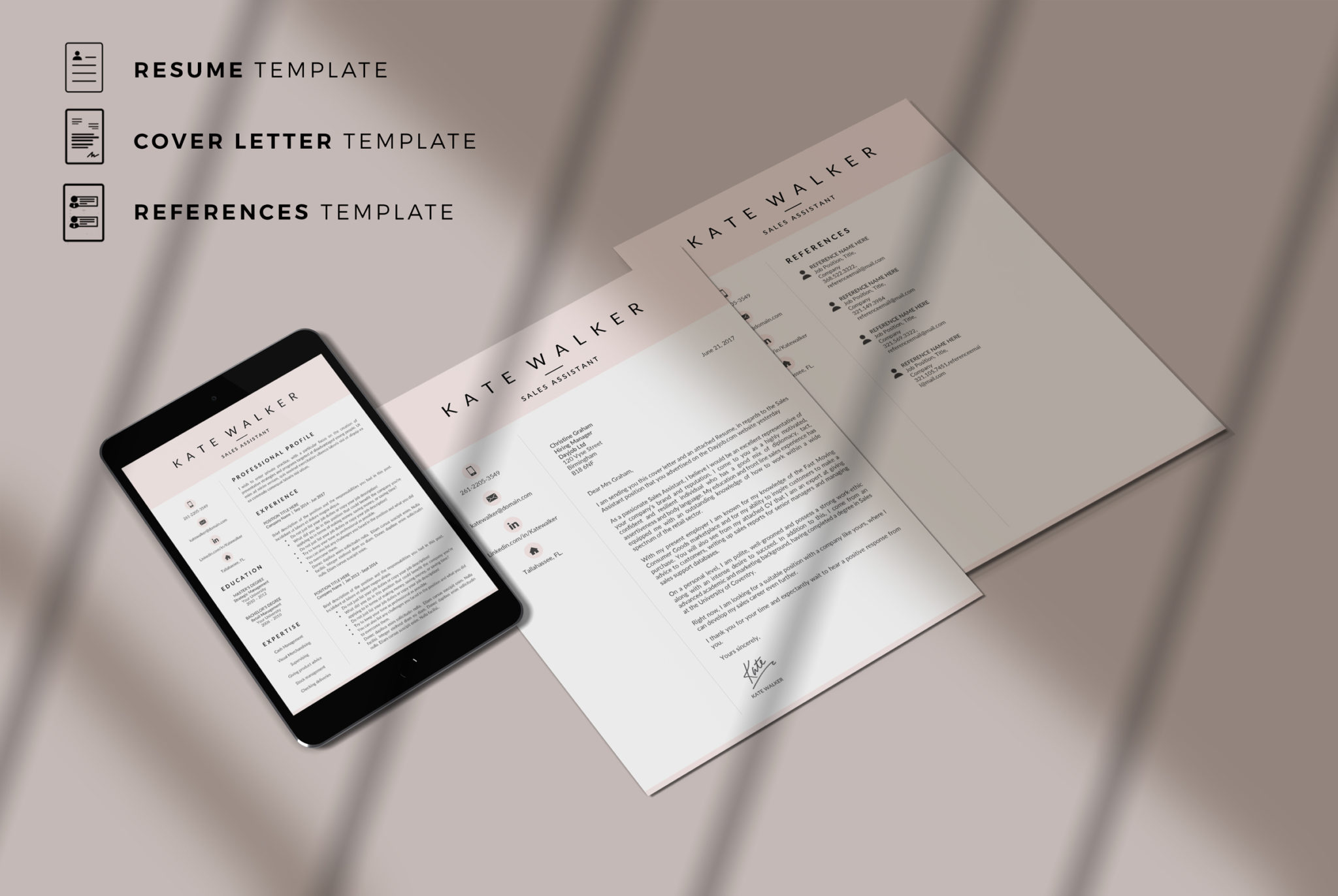 Professional Resume Template. 3 Page Resume. Example of CV - Graphicfy