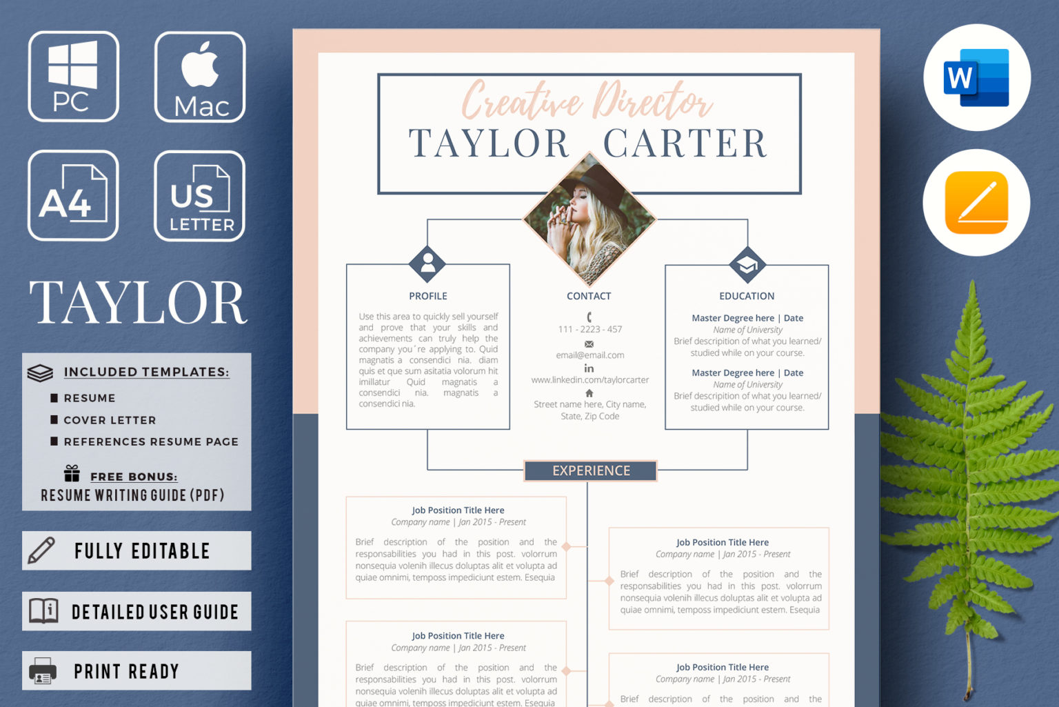 Curriculum, CV Design, Creative CV Format with Cover Letter - Graphicfy