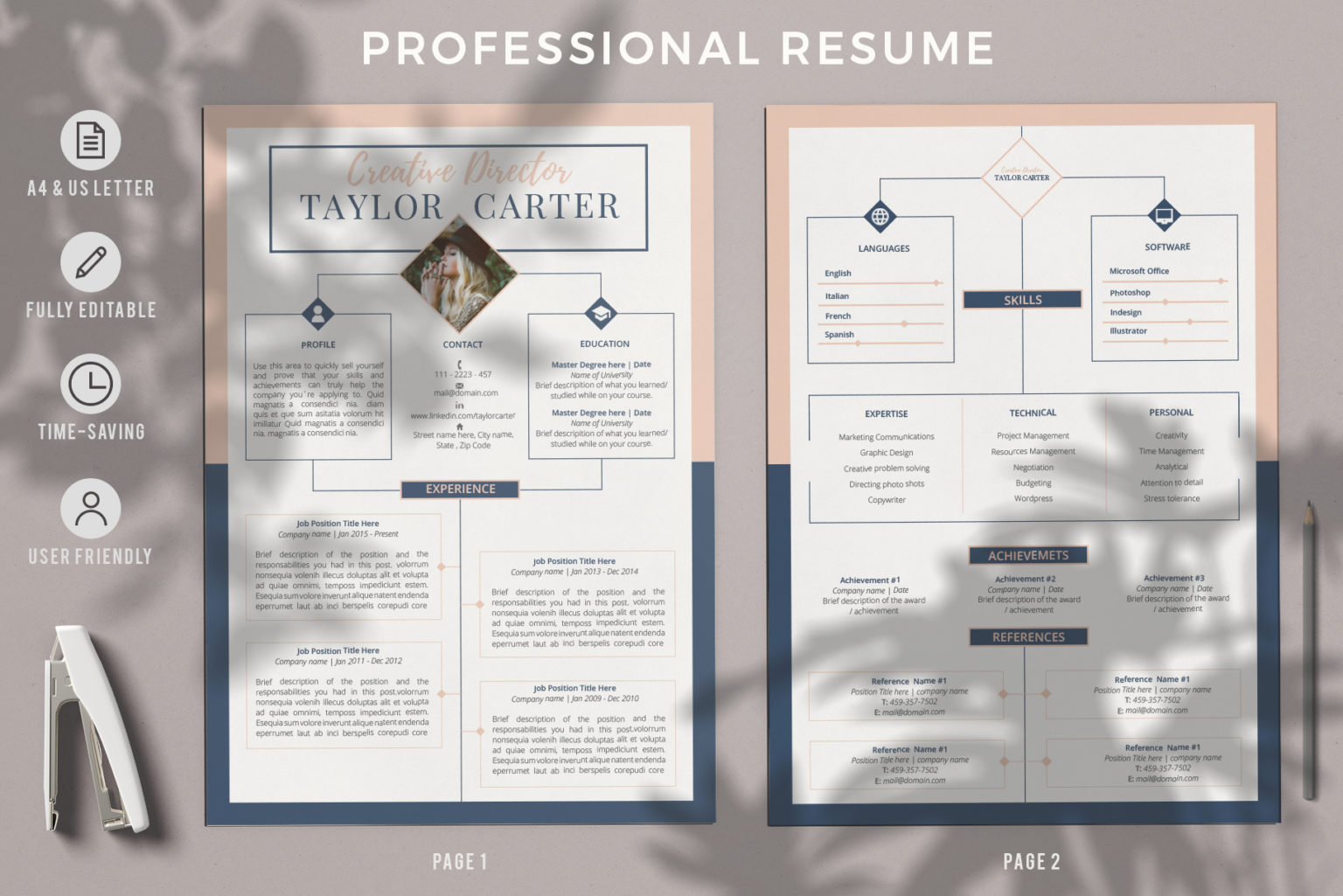 Curriculum, CV Design, Creative CV Format with Cover Letter - Graphicfy