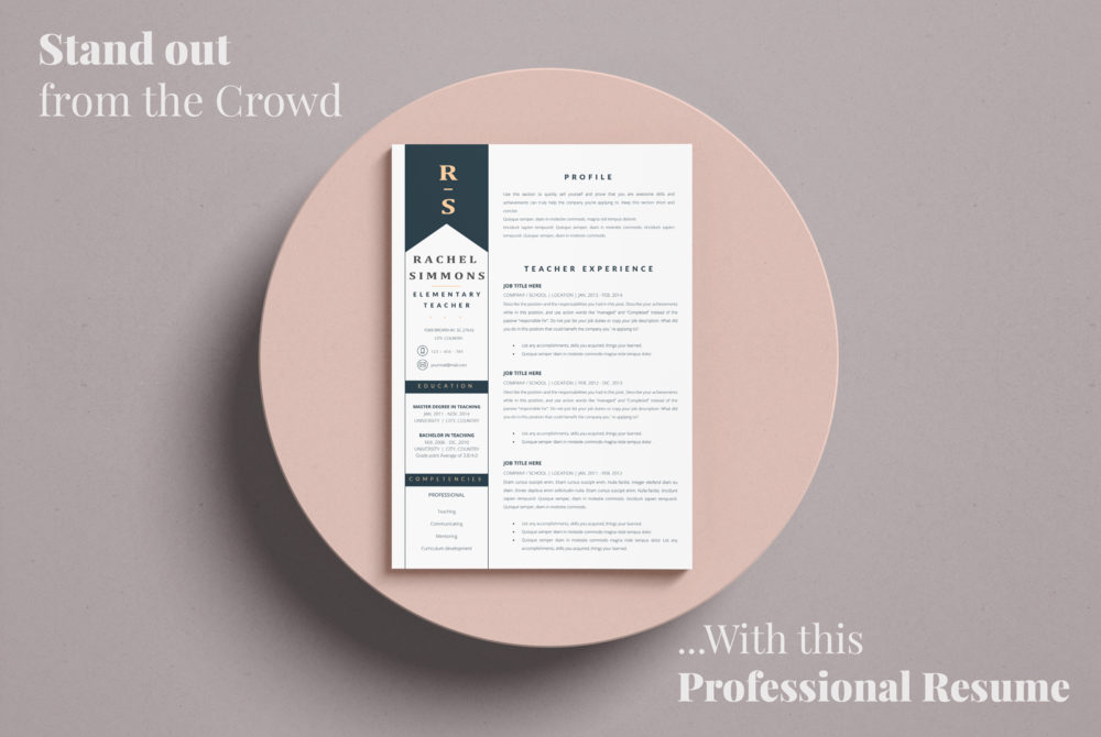Elementary Teacher Resume. Teacher CV Format & Cover Letter - Graphicfy