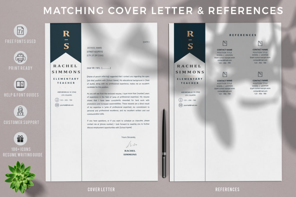 Elementary Teacher Resume. Teacher CV Format & Cover Letter - Graphicfy