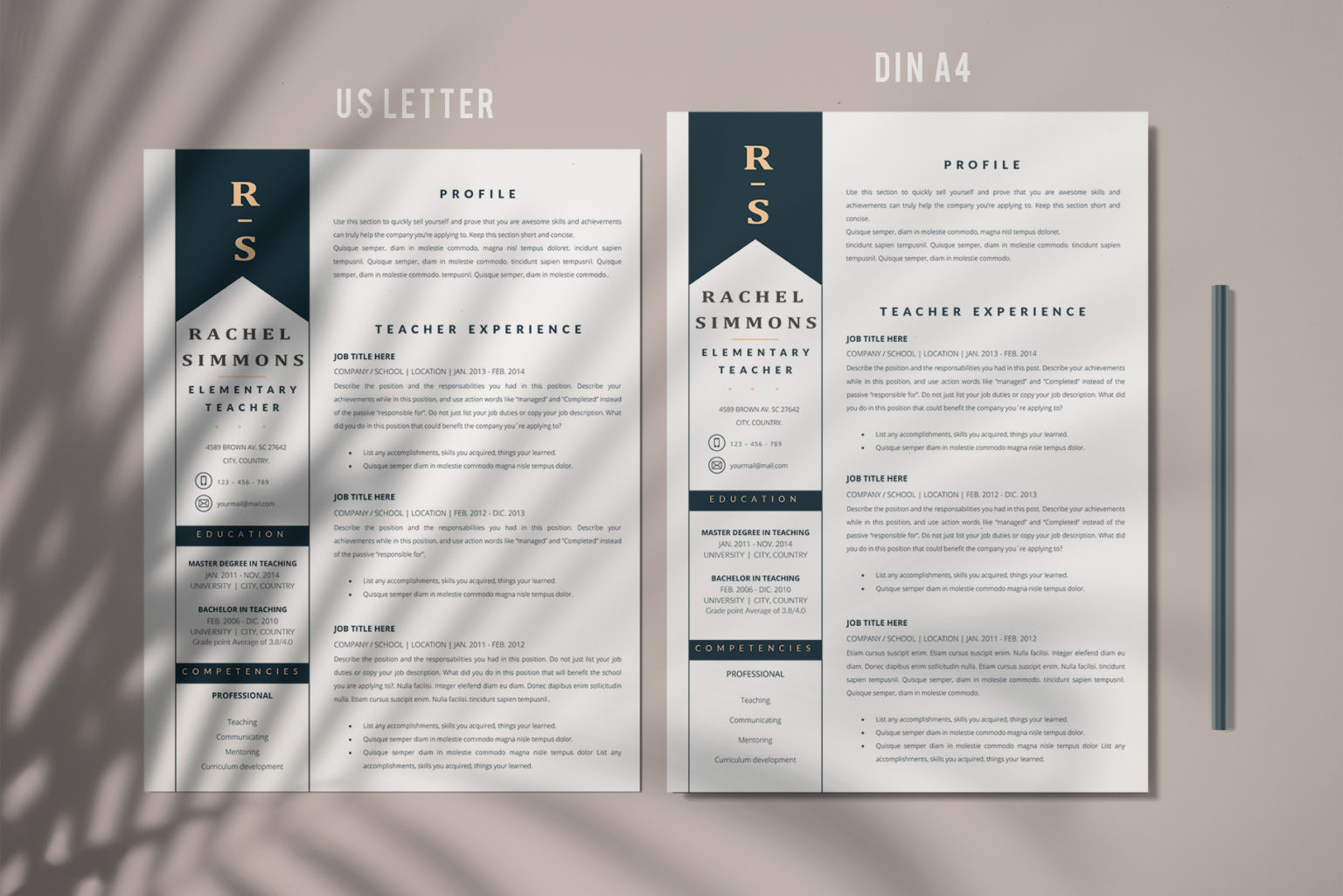 Elementary Teacher Resume. Teacher CV Format & Cover Letter - Graphicfy