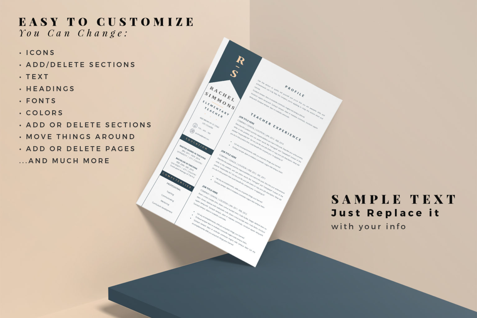 Elementary Teacher Resume. Teacher CV Format & Cover Letter - Graphicfy