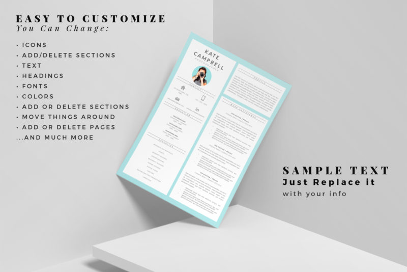 Modern & Creative Photographer Resume with Free Cover Letter - Graphicfy