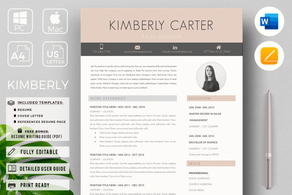 College Student Resume Template, Modern CV for New Graduates - Graphicfy