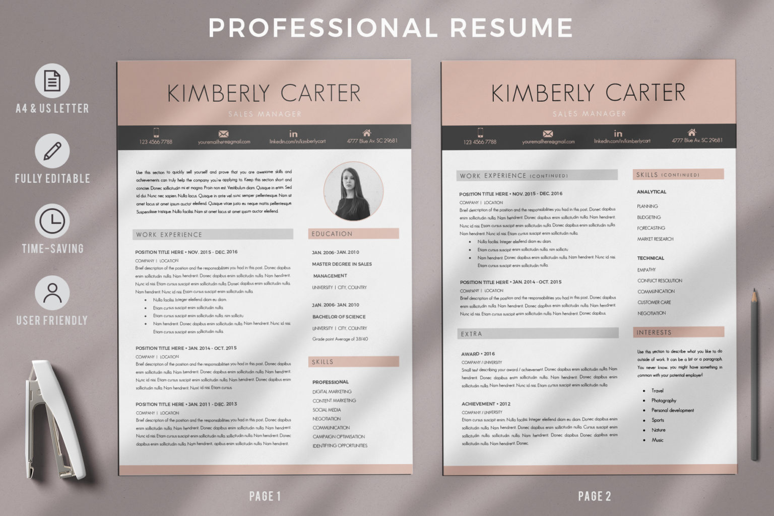 College Student Resume Template, Modern CV for New Graduates - Graphicfy