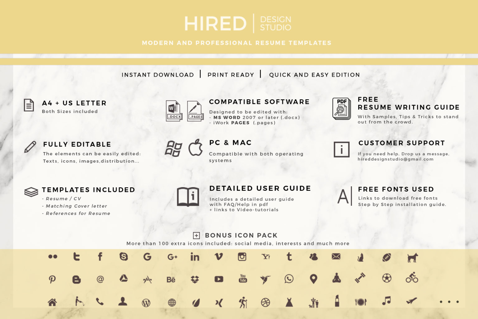 Professional Resume Template Bundle 3 in 1. Perfect CV Pack - Graphicfy
