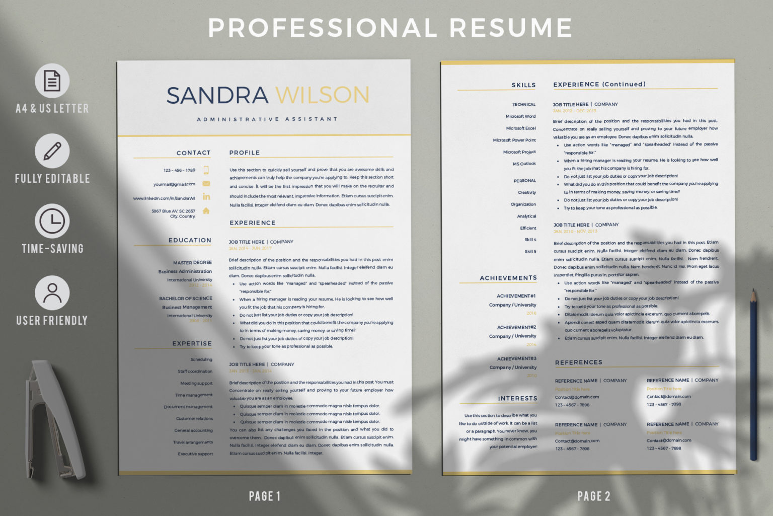 Professional Resume Template Bundle 3 in 1. Perfect CV Pack - Graphicfy