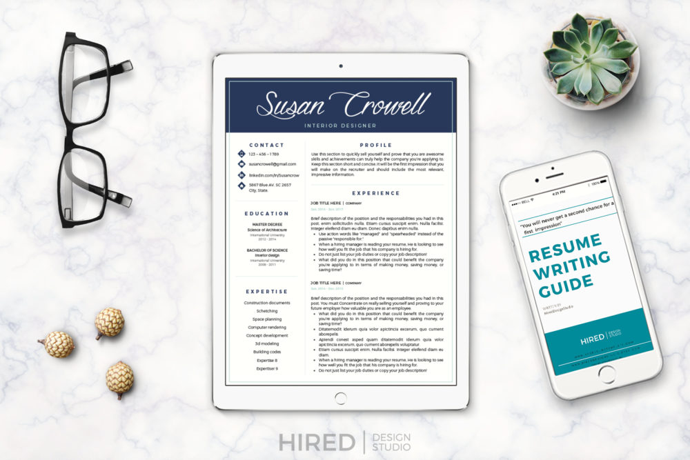 Interior Designer Resume Format. Modern CV Template for Word - Graphicfy