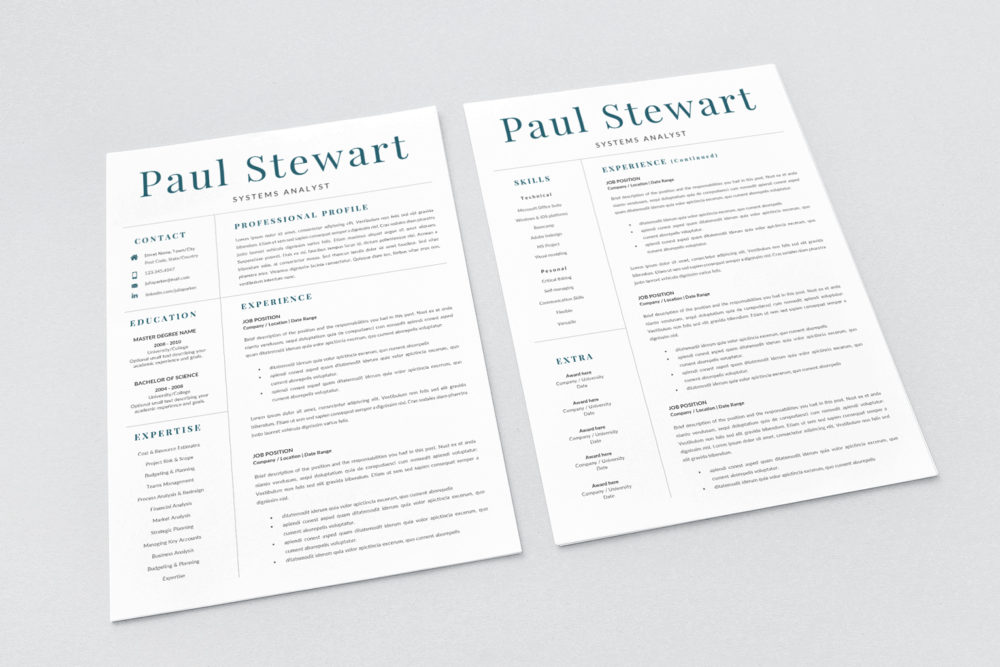 Professional CV Resume with Cover Letter & References Sheet - Graphicfy