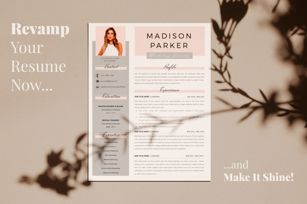 Marketing Resume Sample. Creative CV Template & Cover Letter - Graphicfy