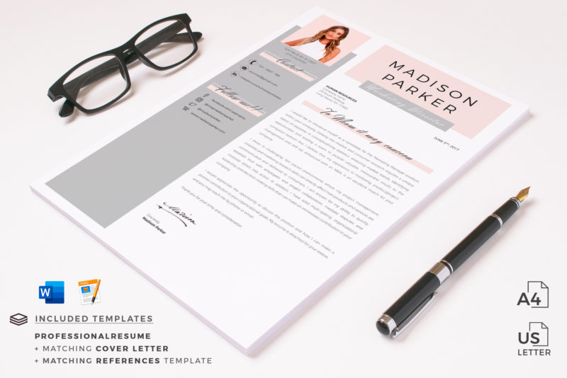 Marketing Resume Sample. Creative CV Template & Cover Letter - Graphicfy