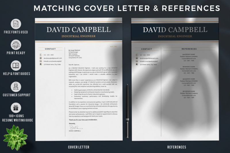 Engineer Resume Template. 2, 3 Page CV for Engineering - Graphicfy