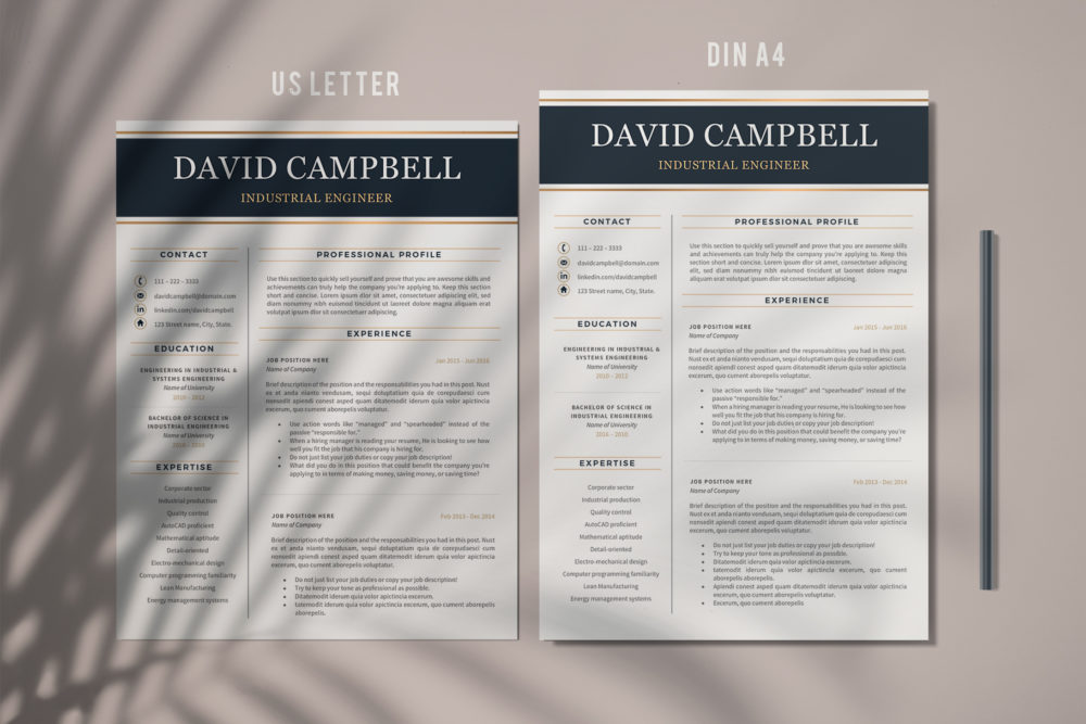 Engineer Resume Template. 2, 3 Page CV for Engineering - Graphicfy
