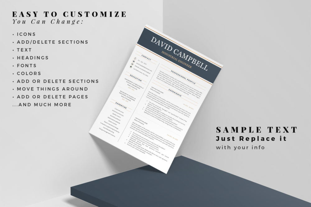 Engineer Resume Template. 2, 3 Page CV for Engineering - Graphicfy