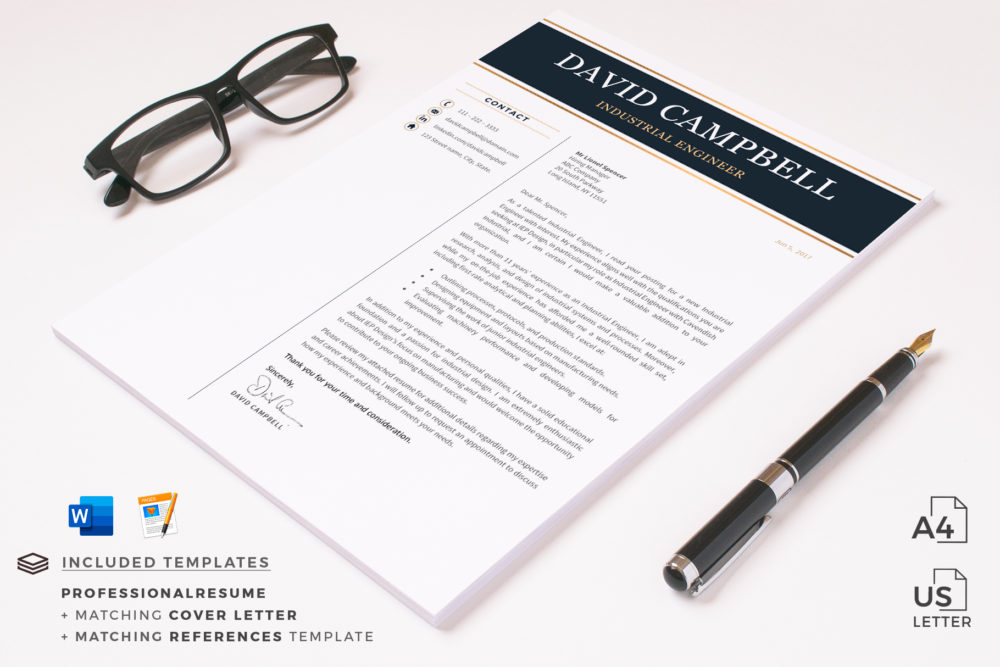 Engineer Resume Template. 2, 3 Page CV for Engineering - Graphicfy