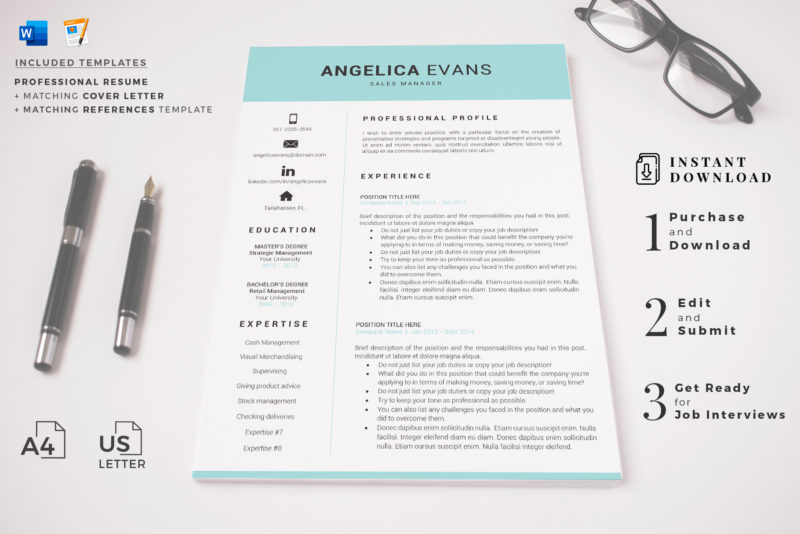 Modern Resume Template and Cover Letter. Editable CV Format - Graphicfy