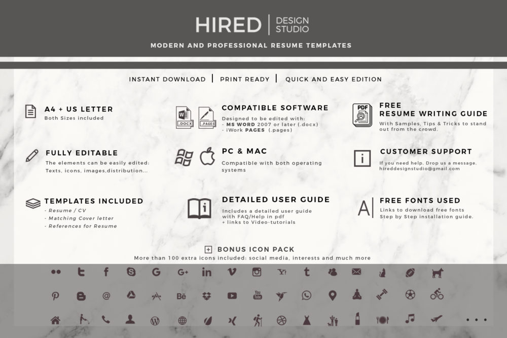 Modern Resume Template and Cover Letter. Editable CV Format - Graphicfy