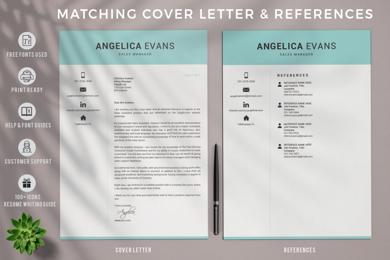 Modern Resume Template and Cover Letter. Editable CV Format - Graphicfy