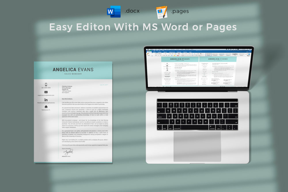 Modern Resume Template and Cover Letter. Editable CV Format - Graphicfy