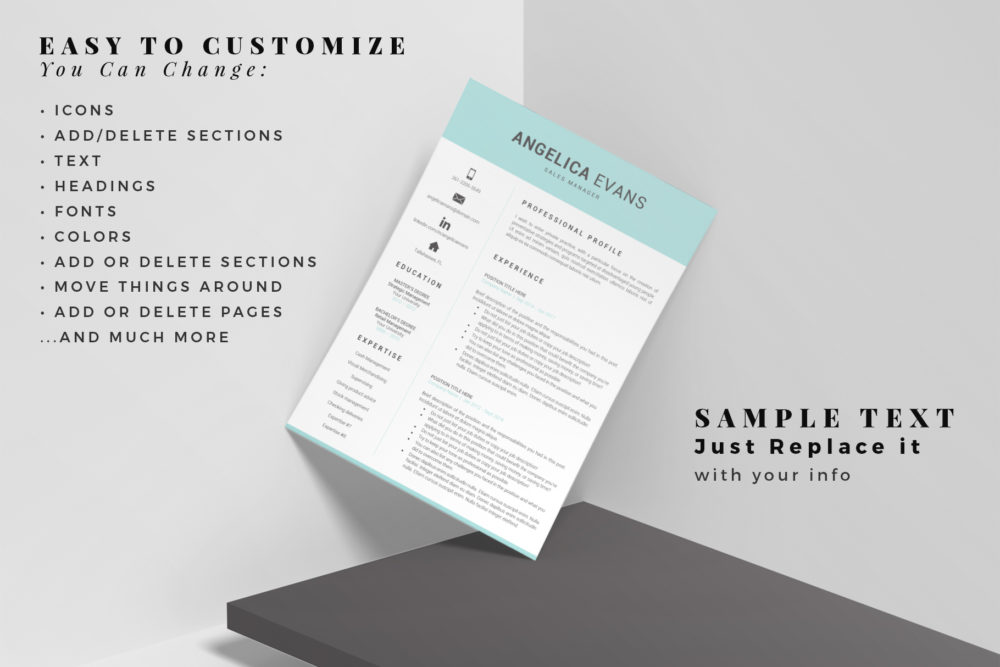 Modern Resume Template and Cover Letter. Editable CV Format - Graphicfy