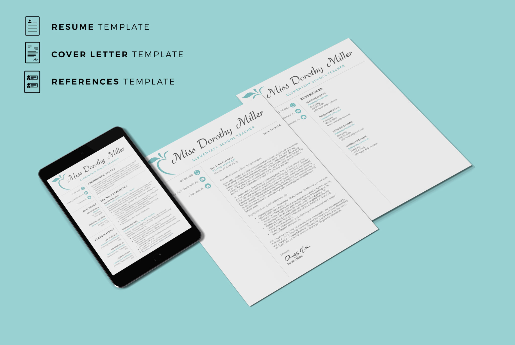 Elementary School Teacher Resume Example for Word and Pages - Graphicfy