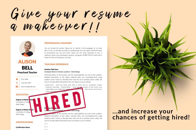 Teacher Resume Template for Microsoft Word & Apple Pages - Graphicfy