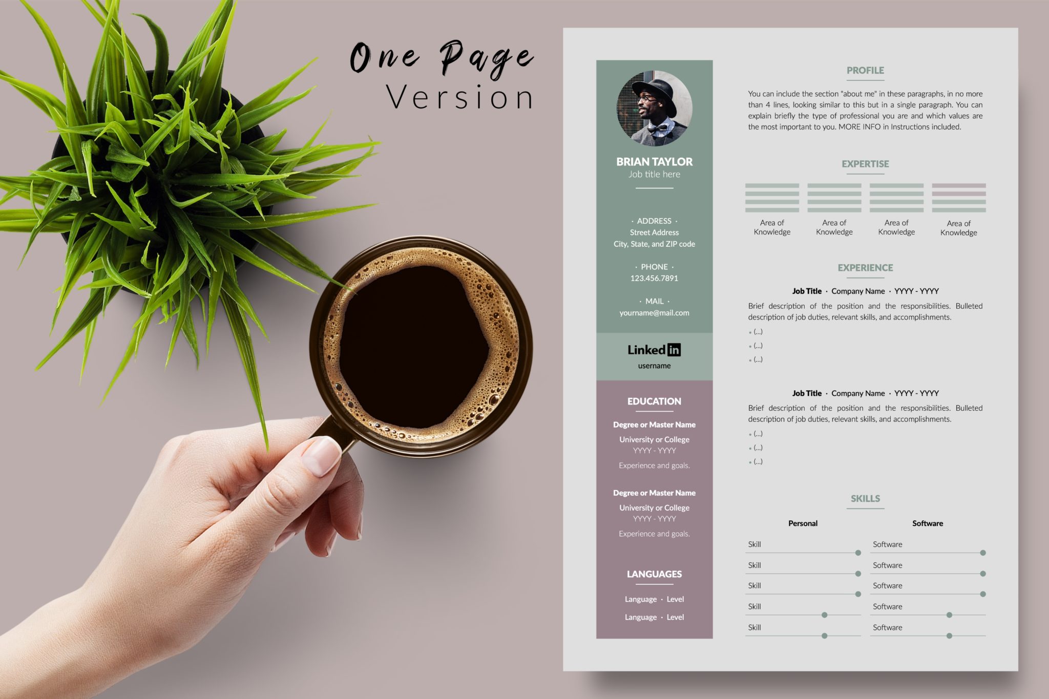 Sophisticated CV Template for Microsoft Word & Apple Pages - Graphicfy