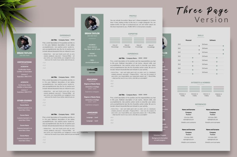 Sophisticated CV Template for Microsoft Word & Apple Pages - Graphicfy