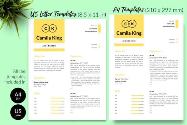 Resume Example for Any Job for Microsoft Word & Apple Pages - Graphicfy