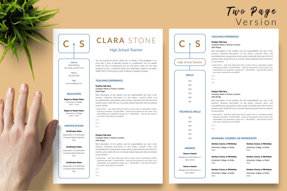 Creative Teacher Resume for Microsoft Word & Apple Pages - Graphicfy