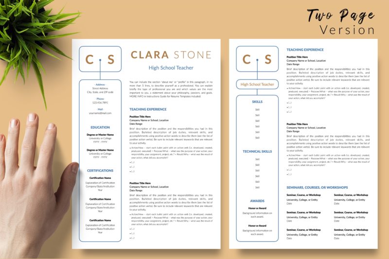 Creative Teacher Resume for Microsoft Word & Apple Pages - Graphicfy