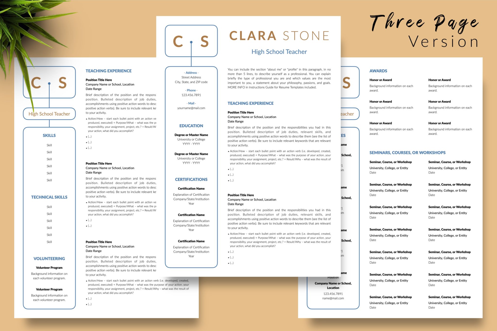 Creative Teacher Resume for Microsoft Word & Apple Pages - Graphicfy
