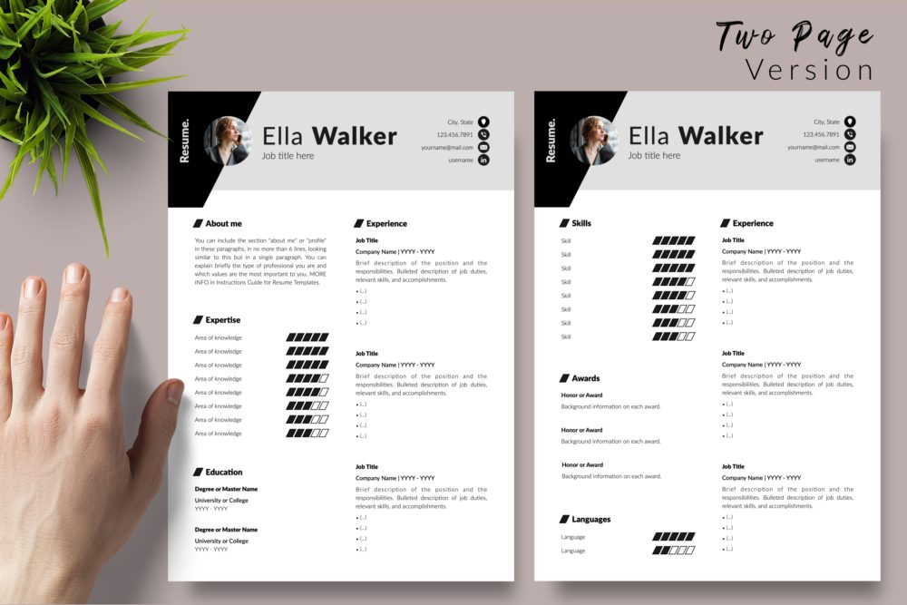 Creative Resume with Photo for Microsoft Word & Apple Pages - Graphicfy