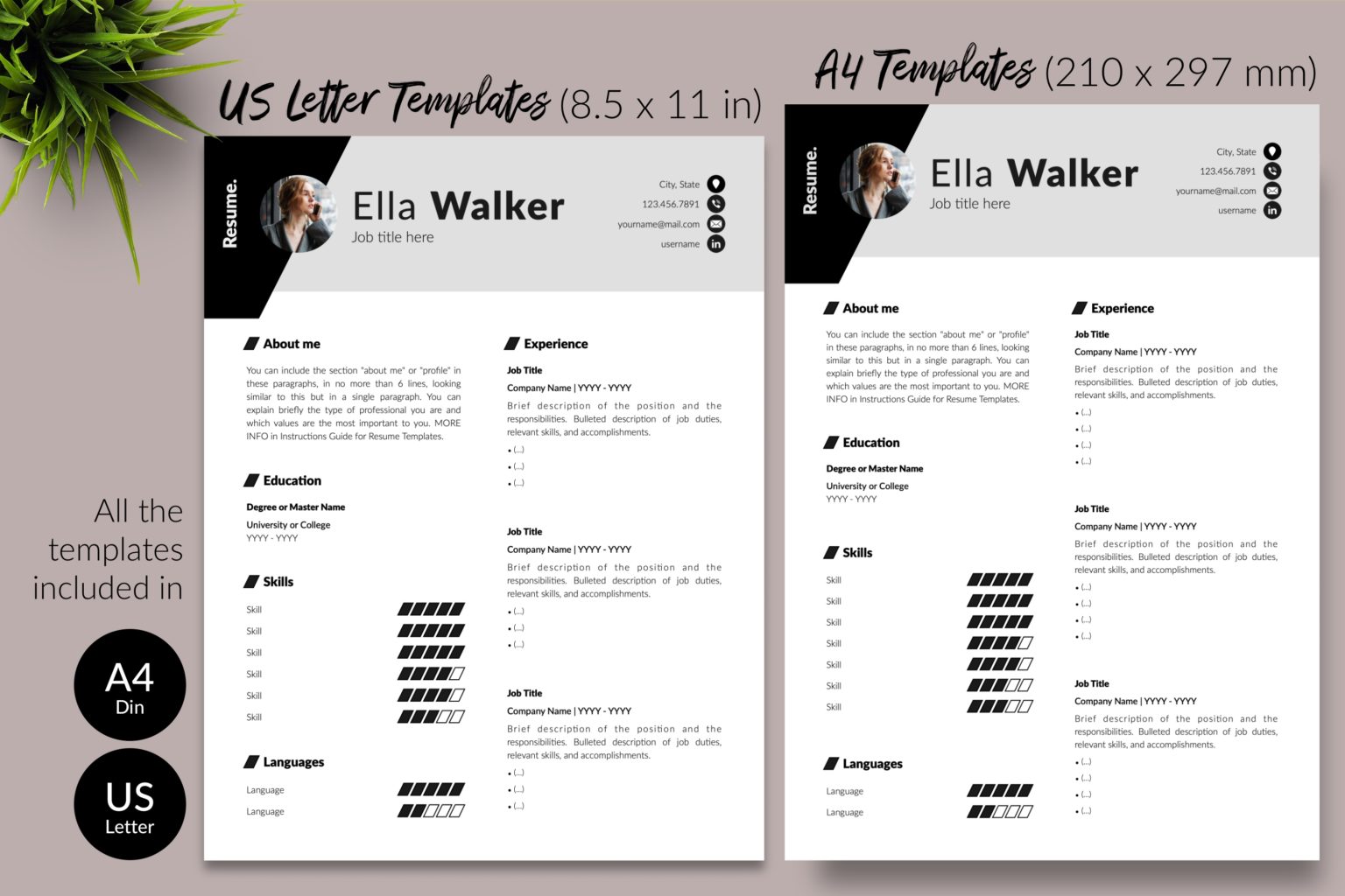 Creative Resume with Photo for Microsoft Word & Apple Pages - Graphicfy