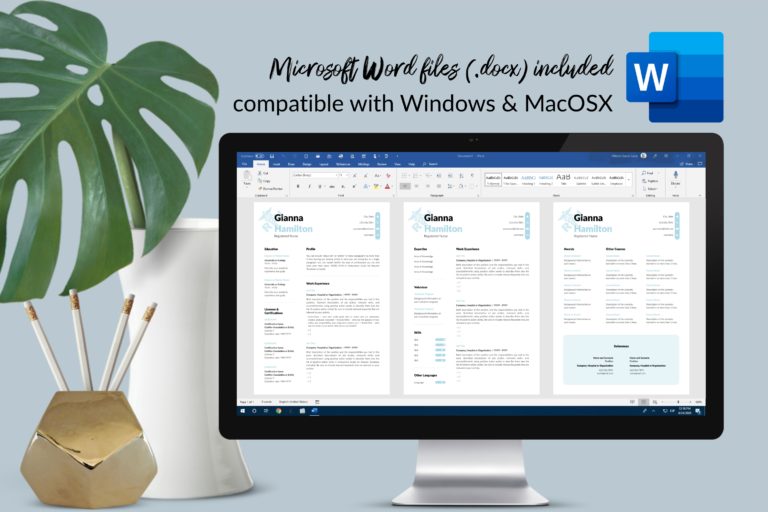 Modern Resume for Nursing for Microsoft Word & Apple Pages - Graphicfy