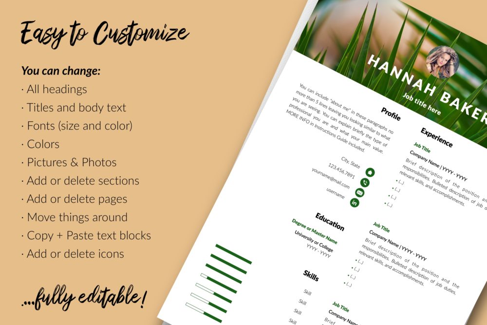 CV Template for Nature Jobs for Microsoft Word & Apple Pages - Graphicfy