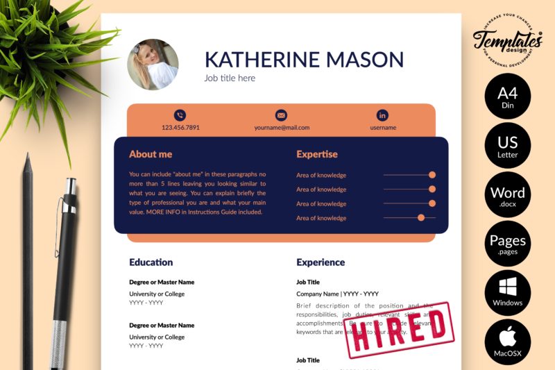 Original Resume Template for Microsoft Word & Apple Pages - Graphicfy