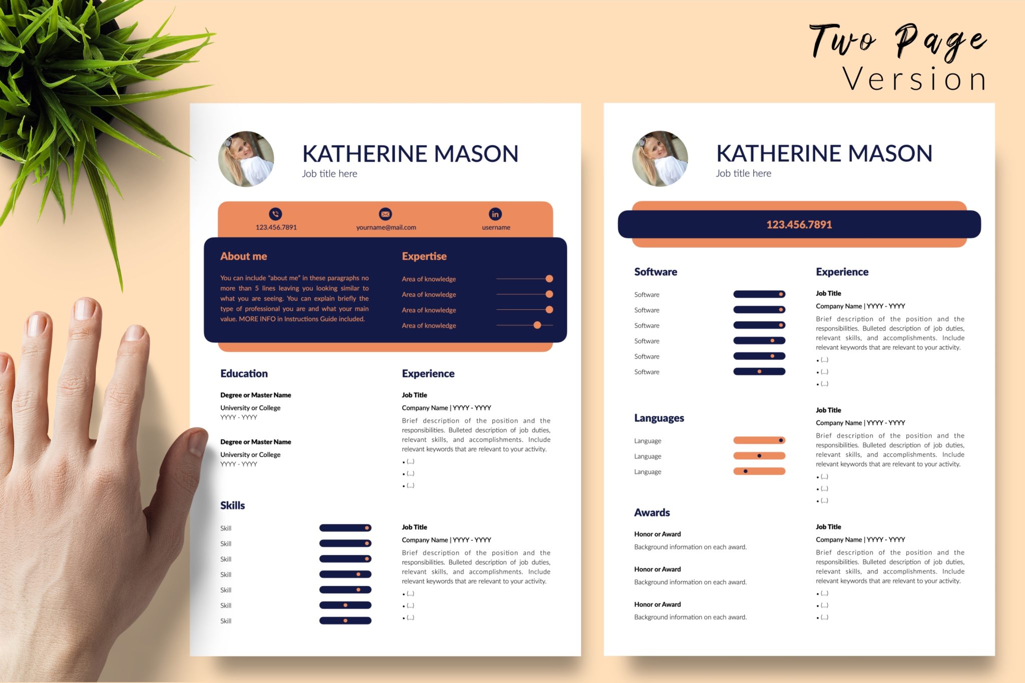 Original Resume Template for Microsoft Word & Apple Pages - Graphicfy