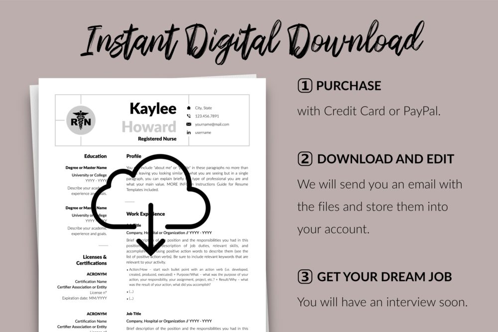 Registered Nurse Resume for Microsoft Word & Apple Pages - Graphicfy