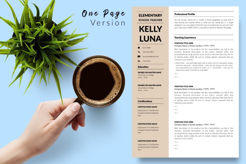 Modern Teacher Resume for Microsoft Word & Apple Pages - Graphicfy