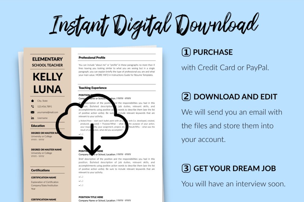 Modern Teacher Resume for Microsoft Word & Apple Pages - Graphicfy