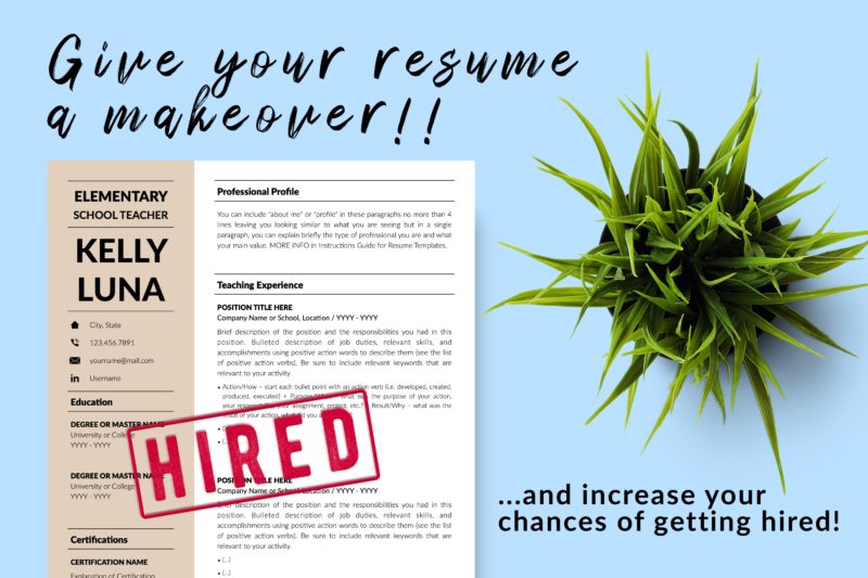 Modern Teacher Resume for Microsoft Word & Apple Pages - Graphicfy