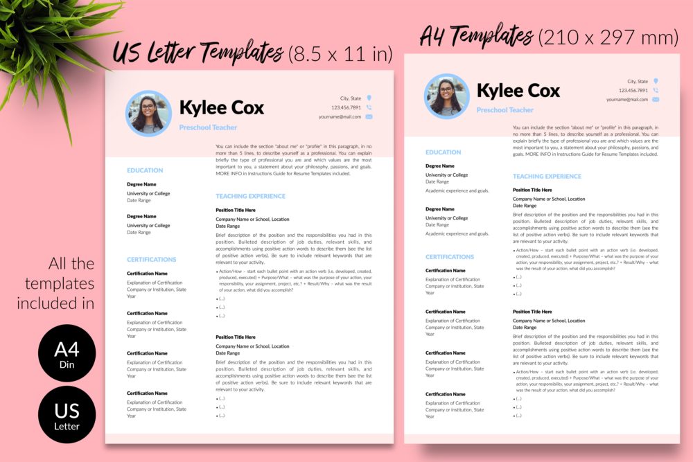 Beautiful CV for Teachers for Microsoft Word & Apple Pages - Graphicfy